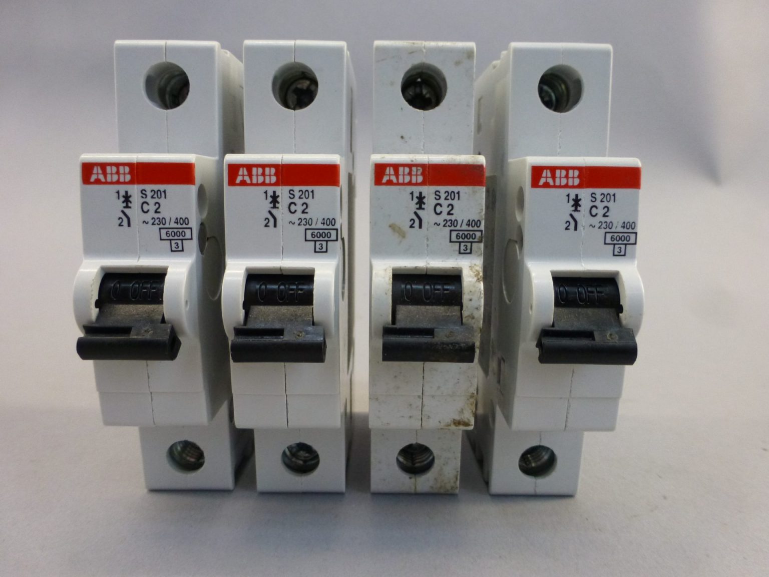 *Lot of 4* ABB S201 C2 Circuit Breakers, 230/400V, 1P – GPM Surplus
