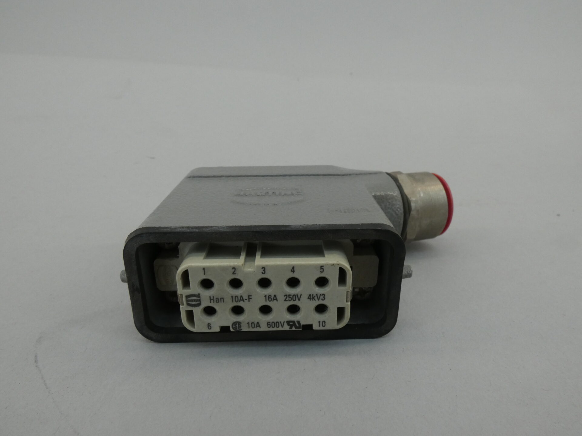 Harting Han 10A-F Rectangular 10-Pin Connector w/ Hood 600V Female ...