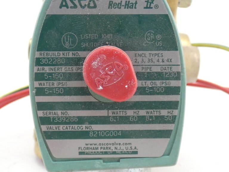 ASCO 8210G004 Brass Solenoid Valve, 12VDC, 1″, Red Hat II – GPM Surplus