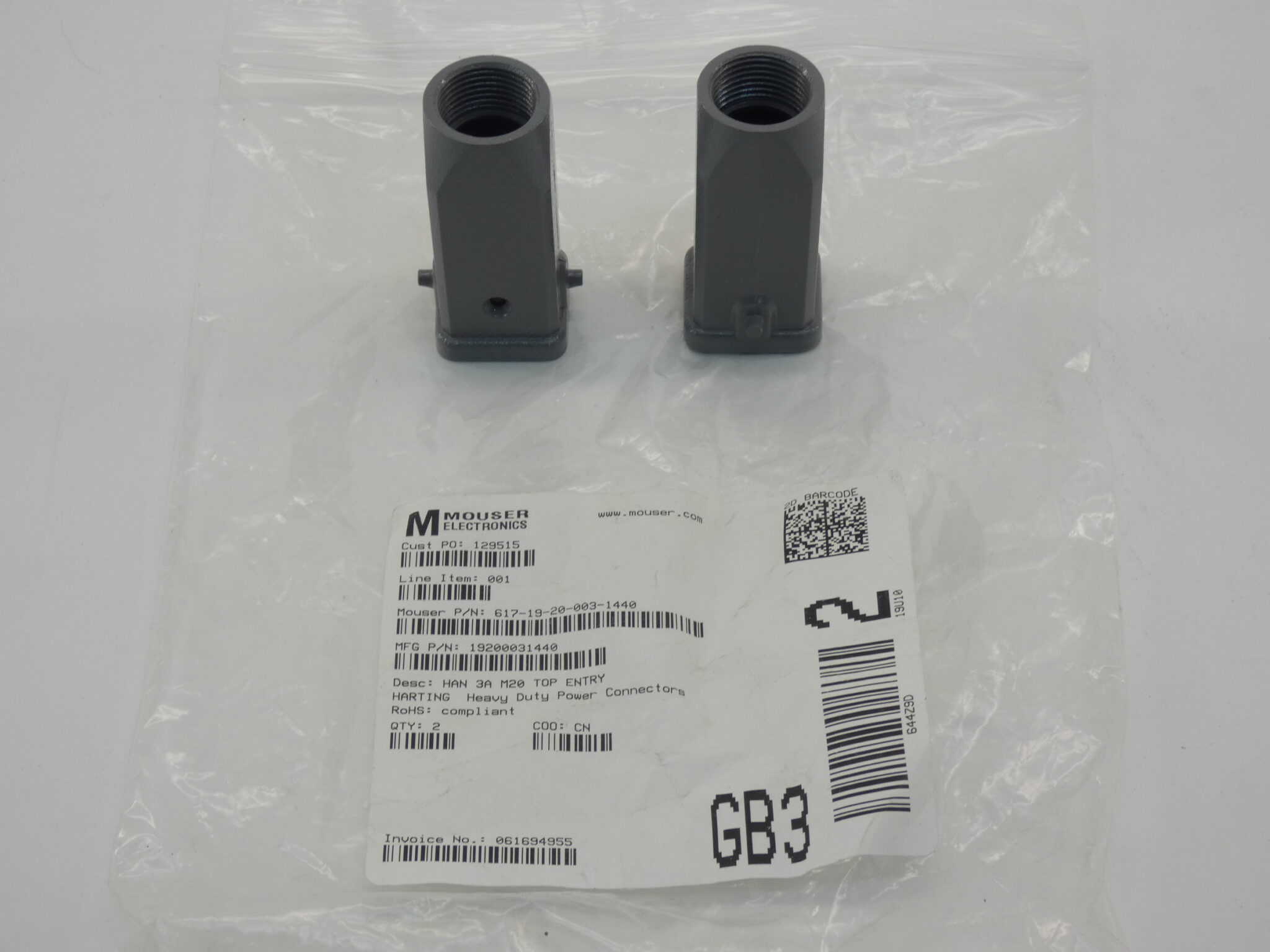 *Lot of 2* Harting 19200031440 Heavy Duty Power Connectors – GPM Surplus