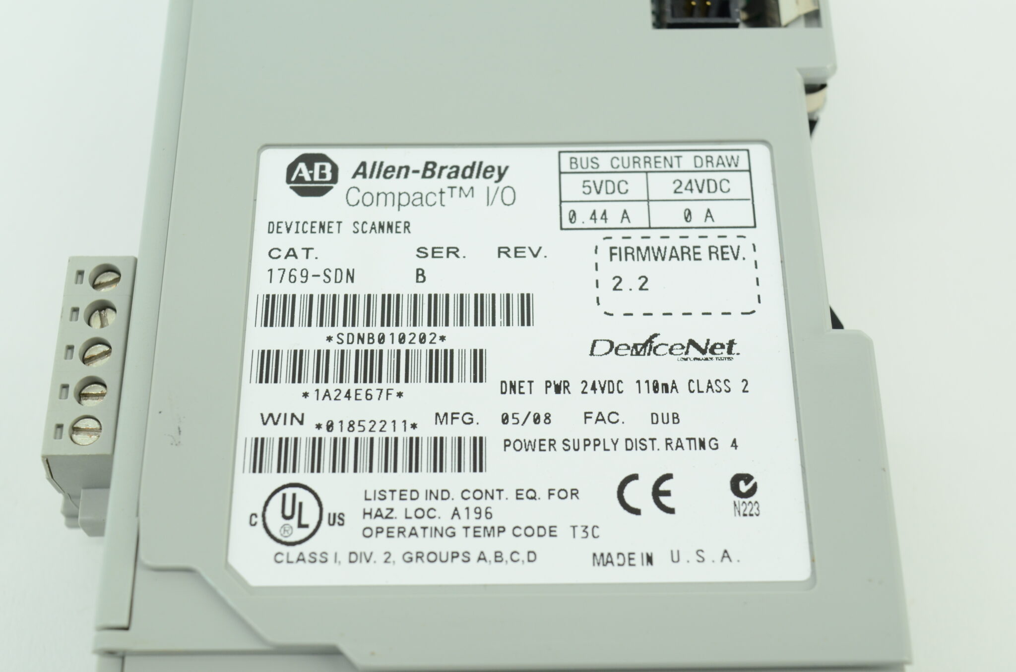 Allen-Bradley 1769-SDN Compact I/O Devicenet Scanner, Rev. 2.2 – GPM ...