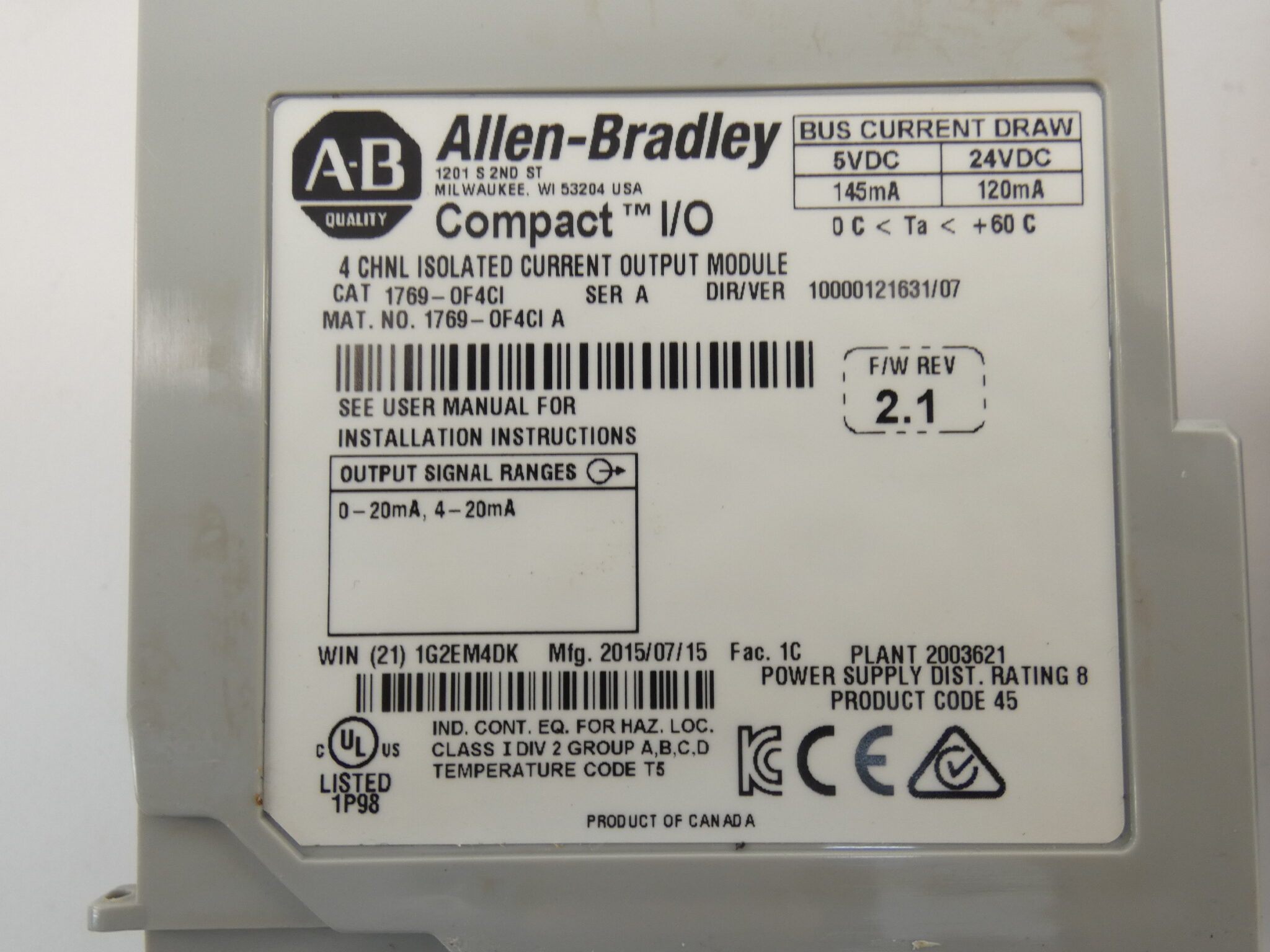 Allen-Bradley Module Lot 179-ECR, 1764-28BXB, 176-CRL1, 1769-PB4, 1769 ...