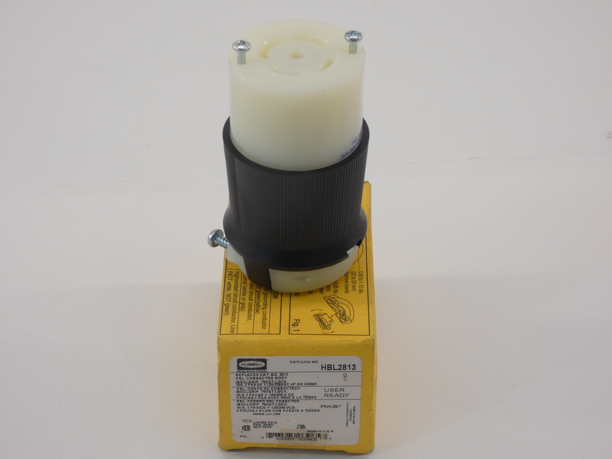 Hubbell HBL2813 Connector Plug Twist-Lock Receptacle, 120/208V, 30A ...