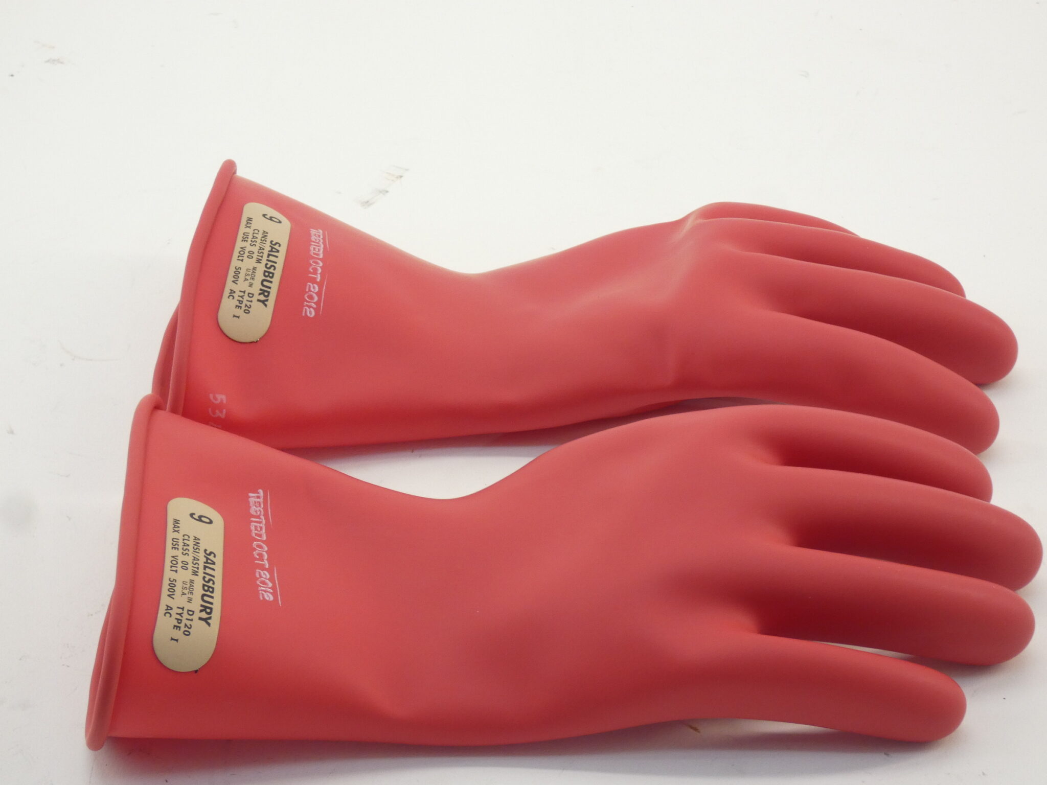 Salisbury Red Lineman Rubber Glove Size 9 500VAC Class 00 Type I ANSI ...