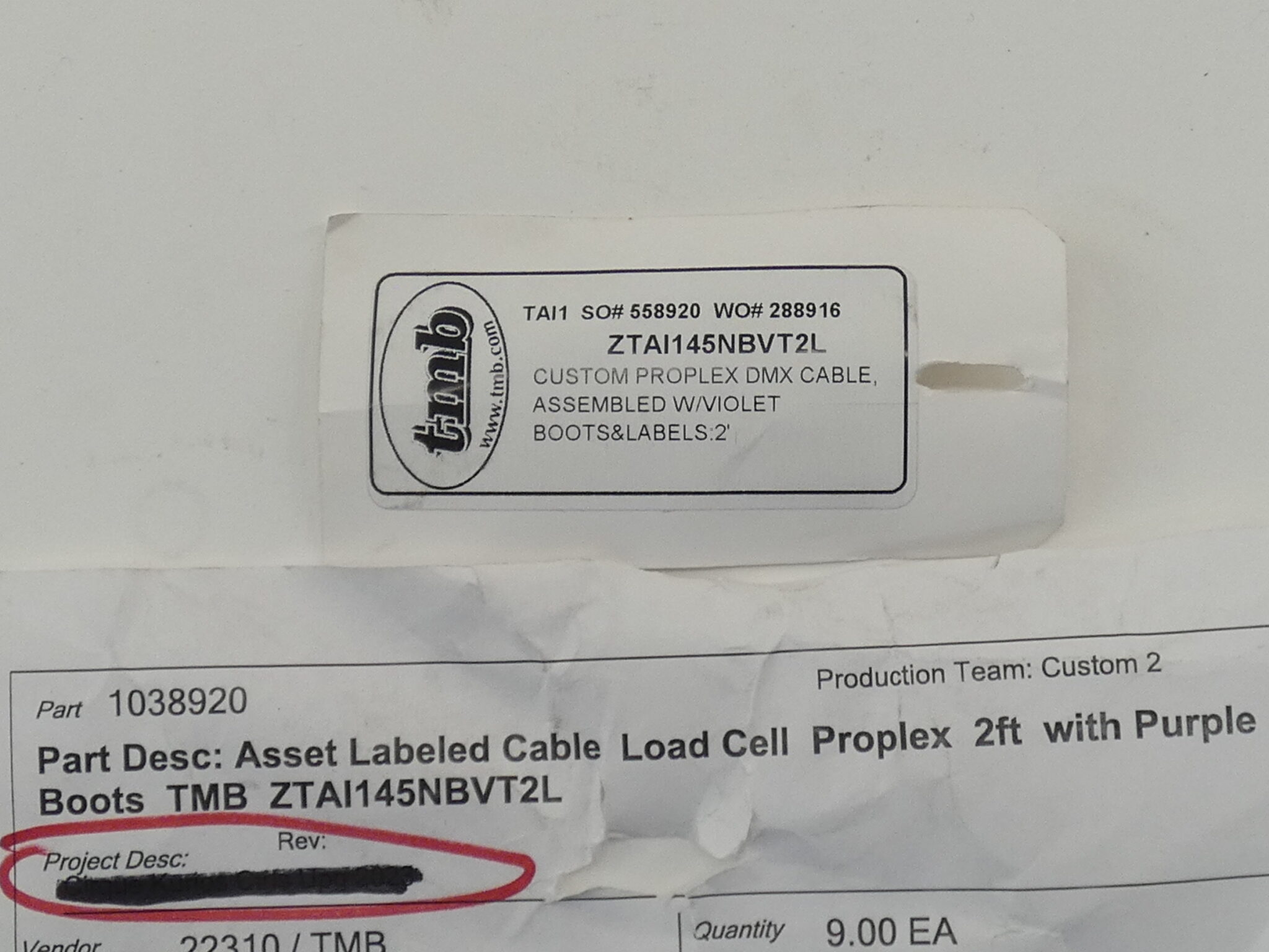 *Lot of 9* TMB 2′ Proplex 5 Pin DMX Cable – GPM Surplus