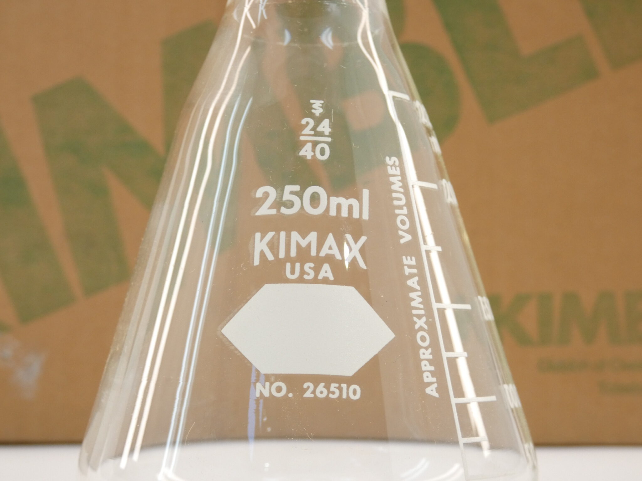 *Lot of 12* Kimble 26510 Erlenmeyer Flask Kimax 250mL w/ 24/40 Taper ...