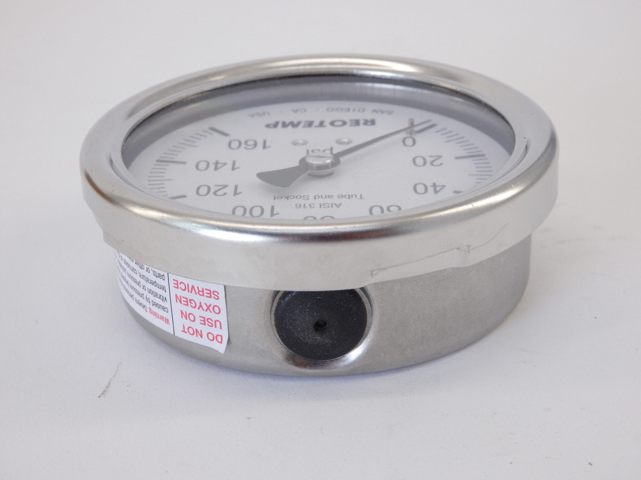 Reotemp Pressure Gauge 0-160 PSI 3-1/2″ Face Dial 1/4″ NPT Bottom ...