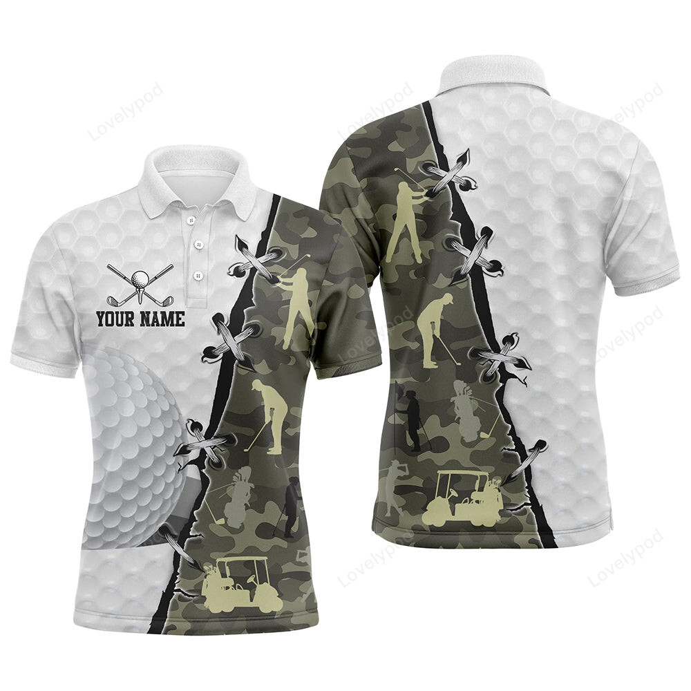 Men’S Golf Polo Shirts, Custom Name Camouflage Golf Shirts, Team Golf ...