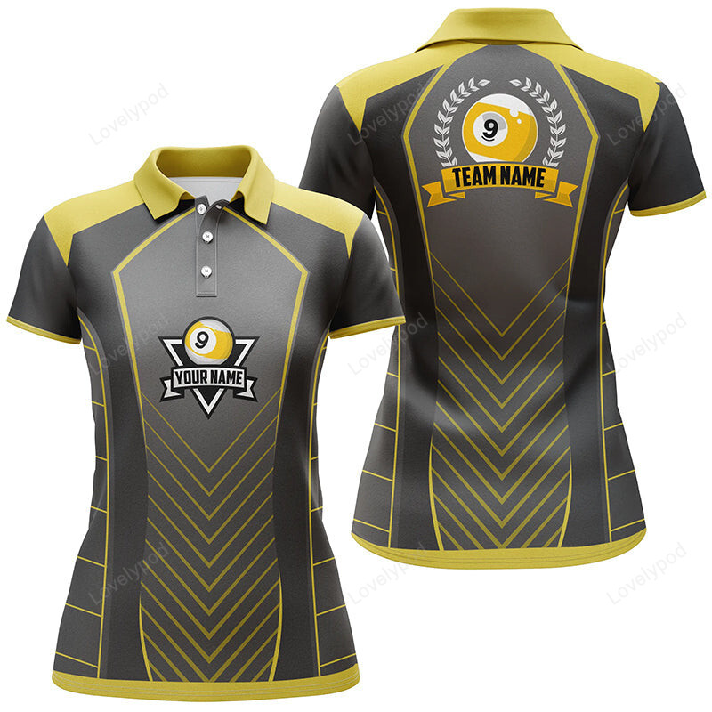 Personalized 9 Ball Pool Emblem 3D Billiards Polo Shirts For Women ...