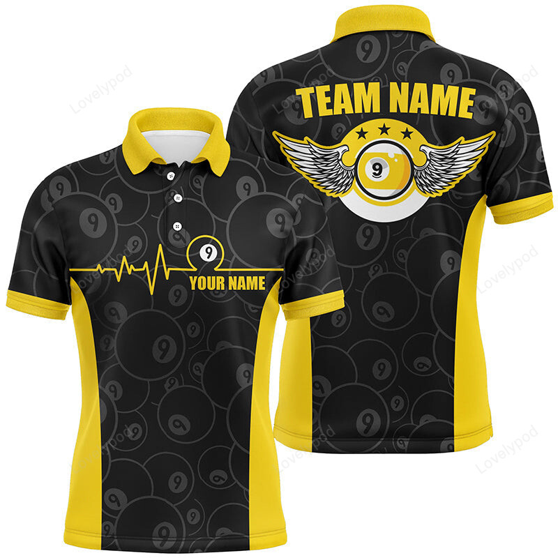 Personalized Funny 3D 9 Ball Pool Billiards Polo Shirts For Men, Custom ...
