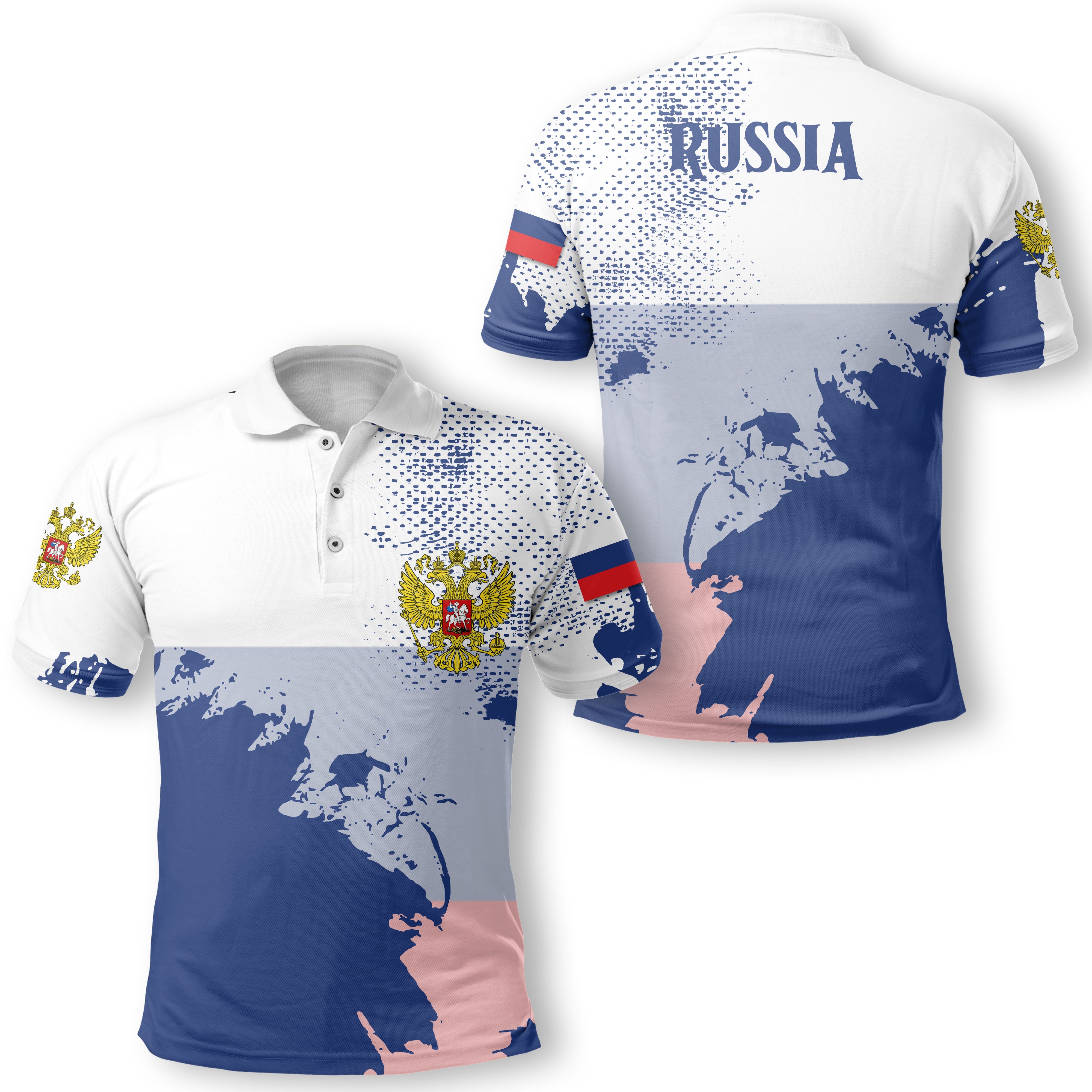 Russia Polo Shirt Flag & Coat Of Arms Paint Style – Zsweater – The Best ...