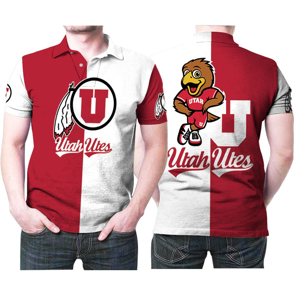 Utah Utes Logo Cute Mascot 3D All Over Print Polo Shirt For Sports Fans ...