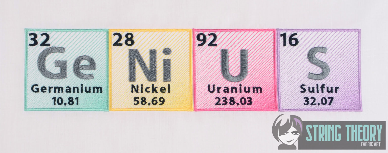 Periodic Table “Genius” Digital Download for Machine Embroidery Pattern ...